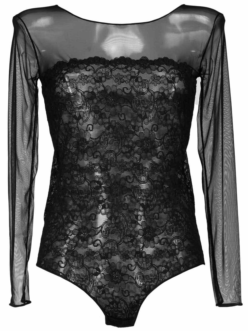 Body Intimo Esternabile Donna Pierre Mantoux in Toulle e Pizzo Nero ...