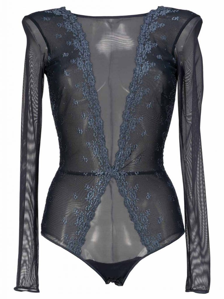 Body Intimo Esternabile Donna Rosapois in Toulle e Pizzo Blu | Albos ...