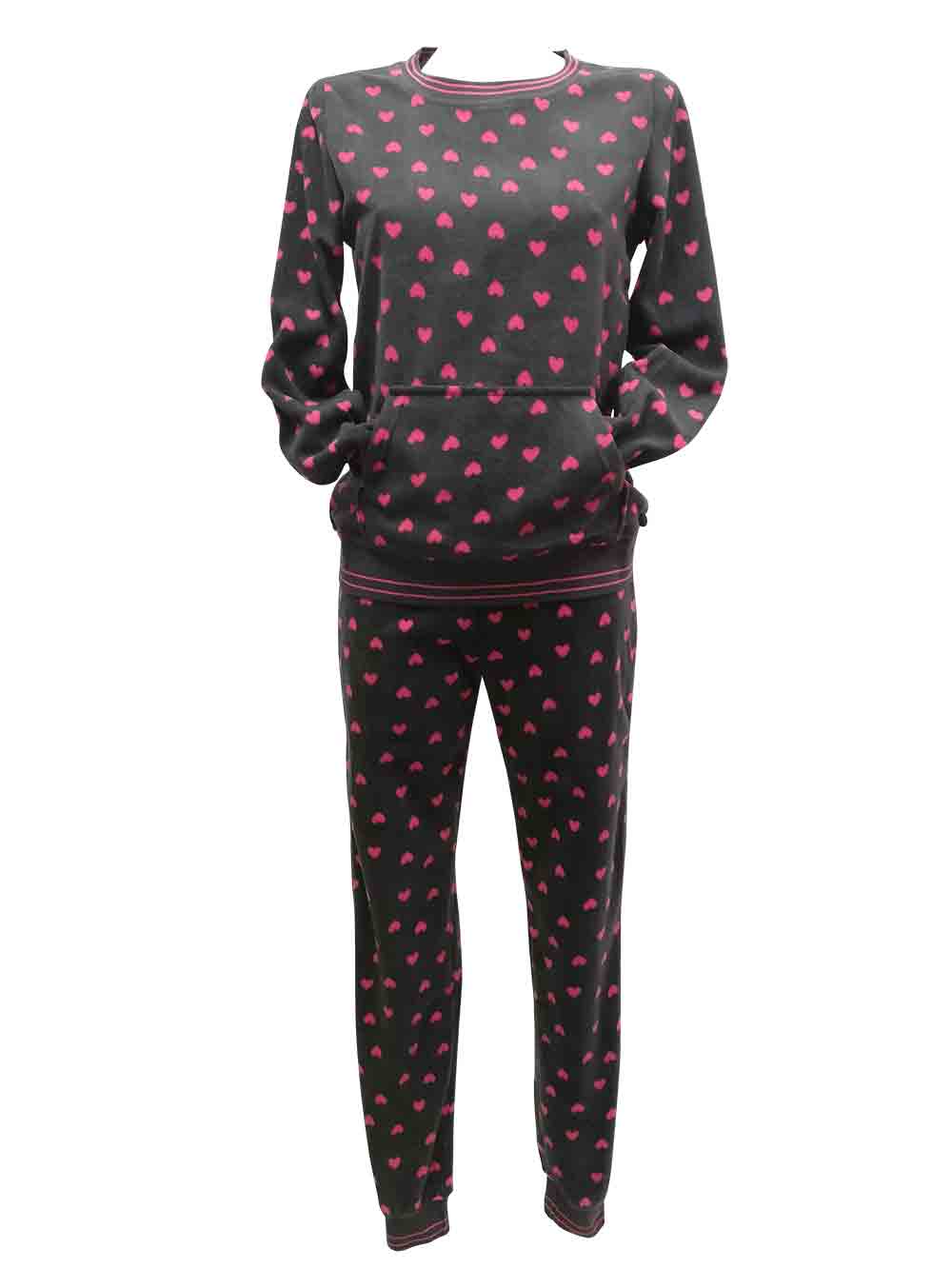 Pigiama Donna Rebelle Grigio con Cuori Rosa | Albos Underwear - Shop ...